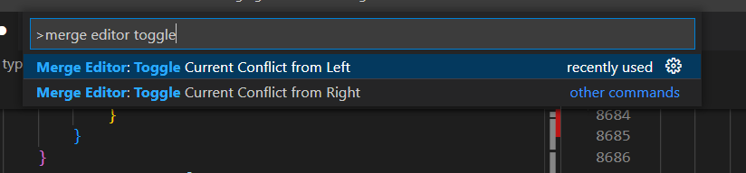 Can't accept code changes in new three-way merge view without using mouse, and mouse is not ...