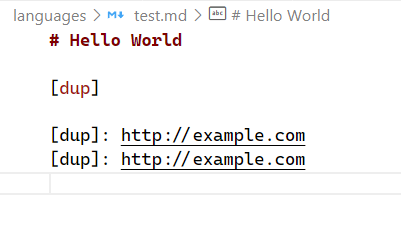 Add diagnostics for duplicate markdown link definitions · Issue #162775 · microsoft/vscode · GitHub