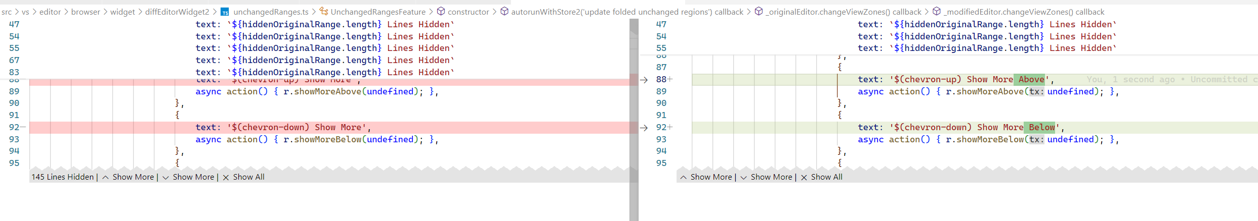 Hide Sticky Scroll In Diff Editor When Collapse Unchanged Regions Is Enabled · Issue #185228 ...
