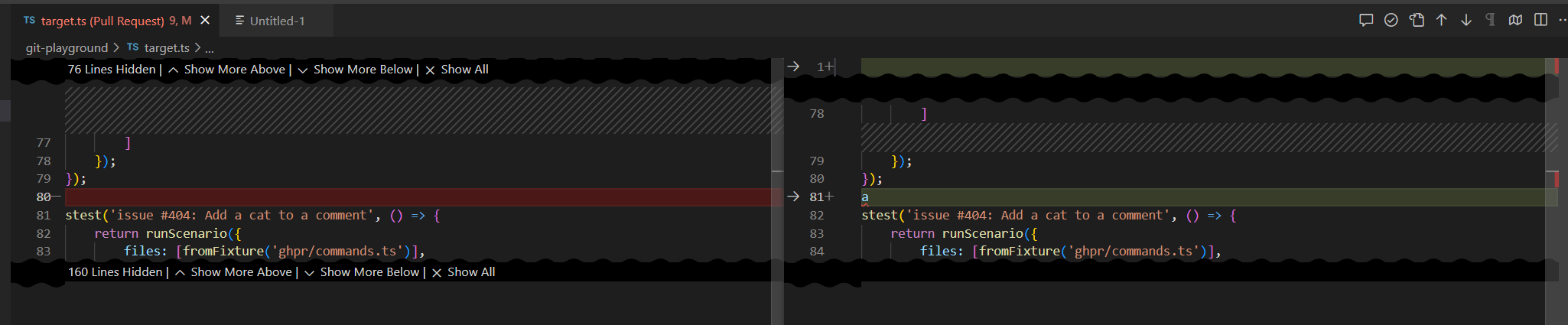 Collapsed Unchanged Ranges Buggy When Change Is At Top · Issue #185560 · microsoft/vscode · GitHub