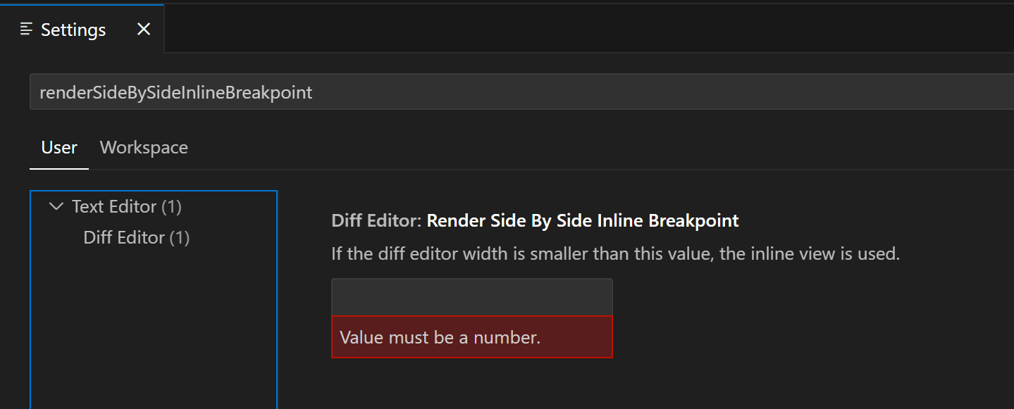 renderSideBySideInlineBreakpoint invalid default value · Issue #191892 · microsoft/vscode · GitHub