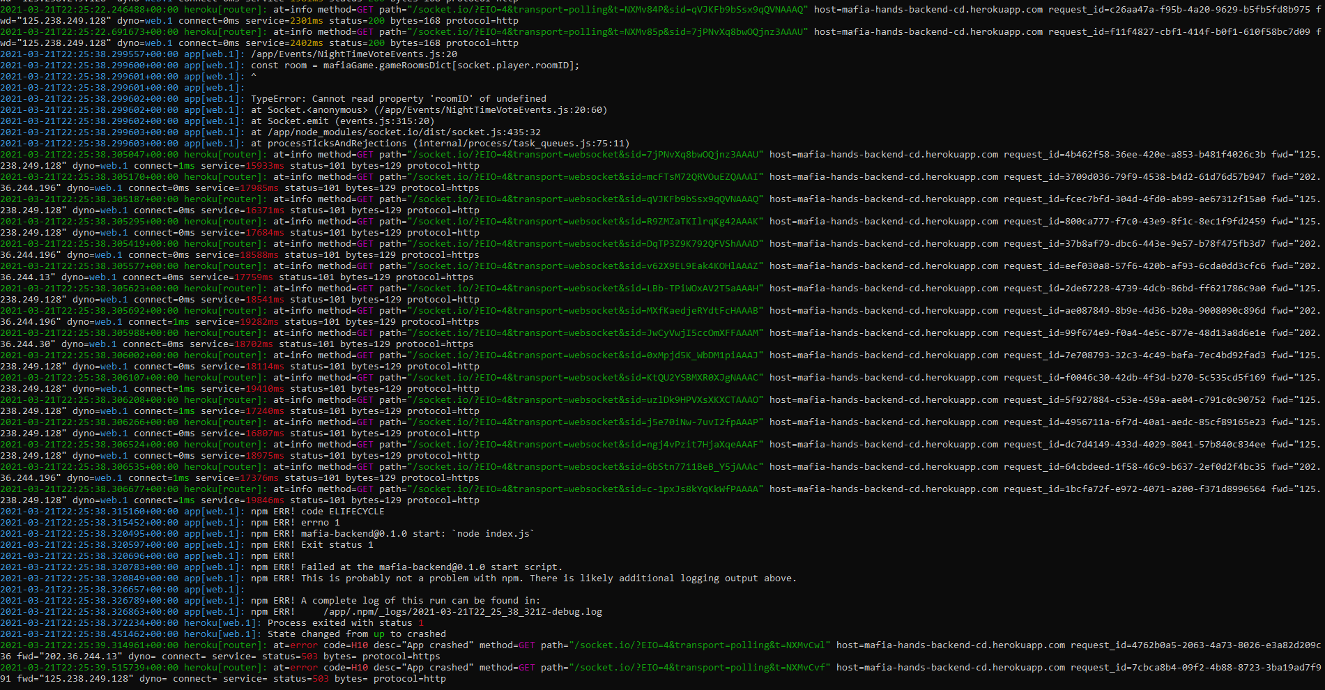 Investigate the crash in the backend · Issue #235 · Mafia-Hands/Mafia ...