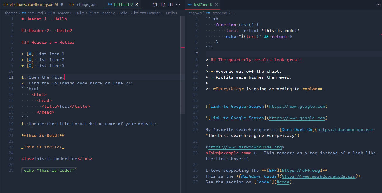 support for markdown syntax · Issue #5 · kcmr/electron-theme-vscode · GitHub