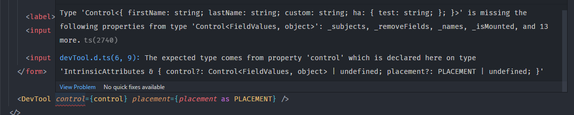 `control._names.mount` is undefined in example · Issue #153 · react-hook-form/devtools · GitHub