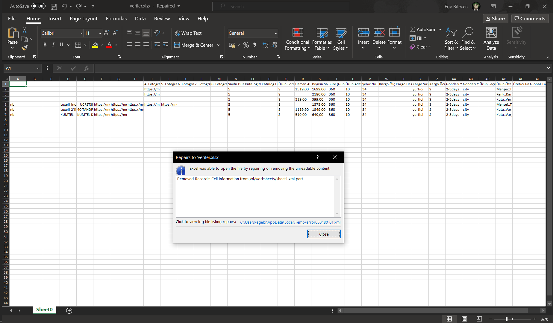 Can't read xlsx files correctly that consists more than 8 columns ...