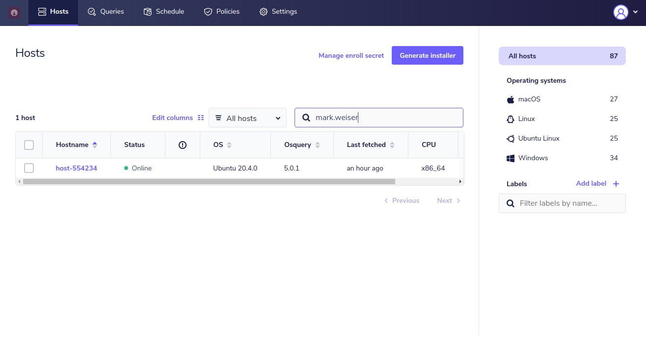 Host search improvement: Search hosts by username (system user) · Issue #3098 · fleetdm/fleet ...