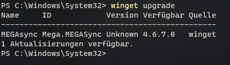 [Version Unknown, Keeps showing in "winget upgrade"]: Mega.MEGASync ...