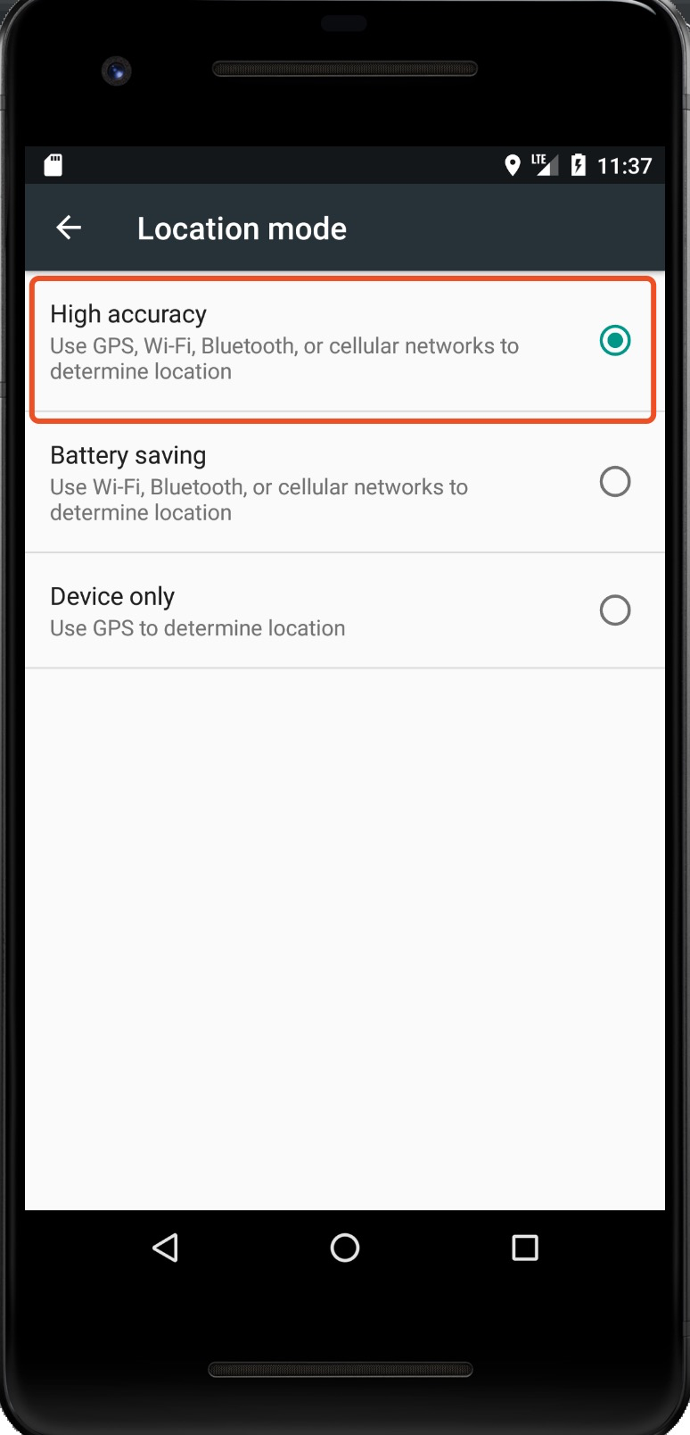 check(PERMISSIONS.ANDROID.ACCESS_FINE_LOCATION) should check the android system location setting ...