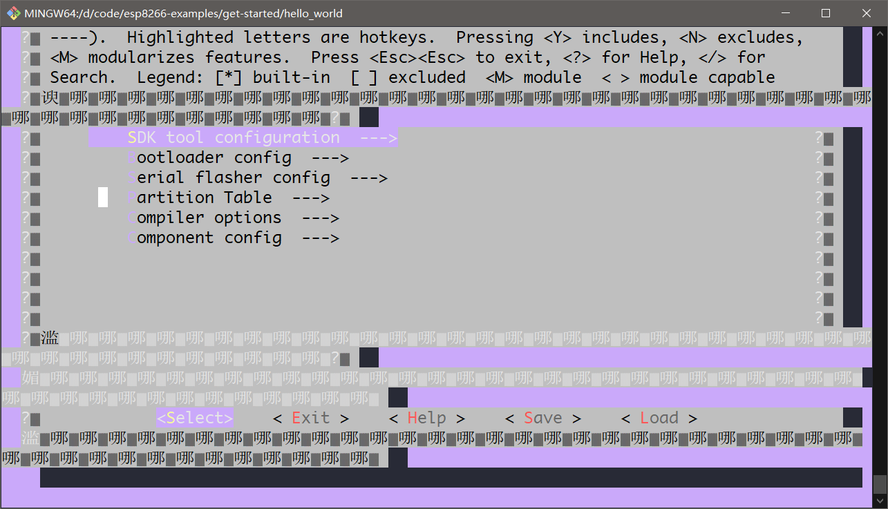 Garble in idf.py menuconfig on Windows Git Bash (GIT8266O-712) · Issue #1134 · espressif/ESP8266 ...