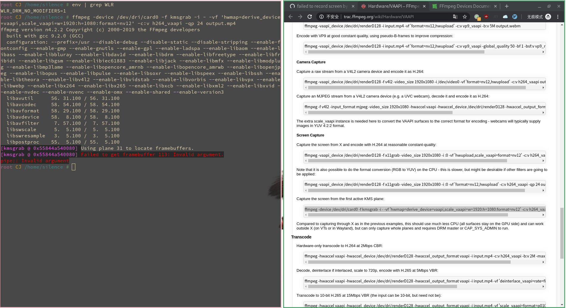 failed to record screen by ffmpeg through kmsgrab device · Issue #4961 · swaywm/sway · GitHub