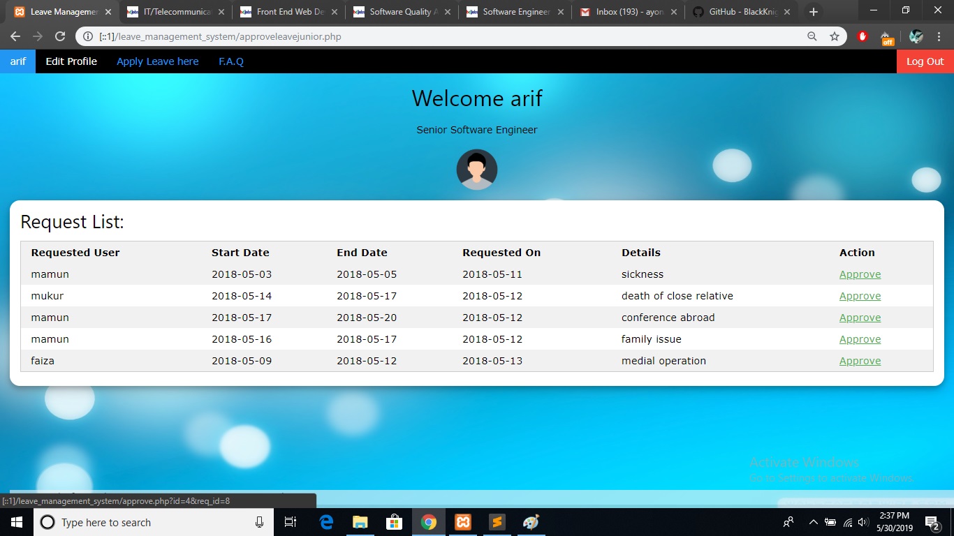 GitHub - BlackKnightZERO/Leave-Management-System: Web based mini system ...