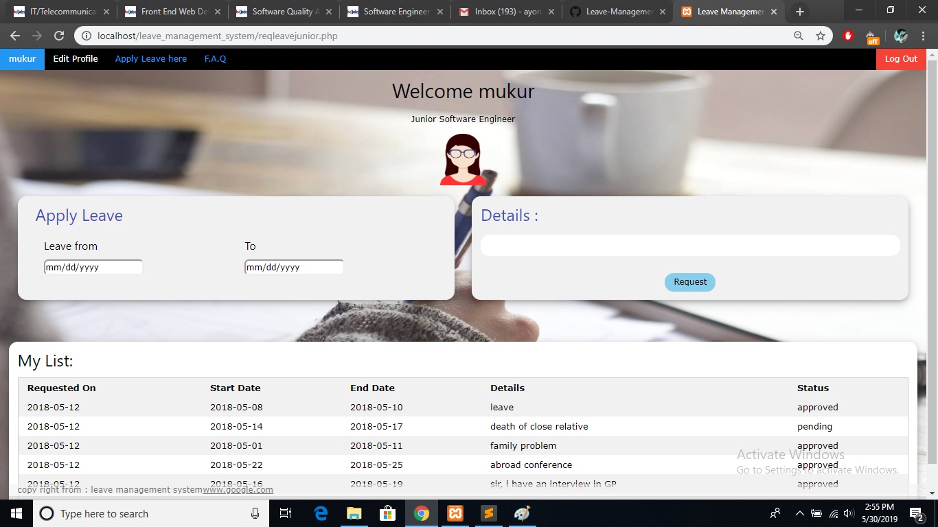 GitHub - BlackKnightZERO/Leave-Management-System: Web based mini system ...