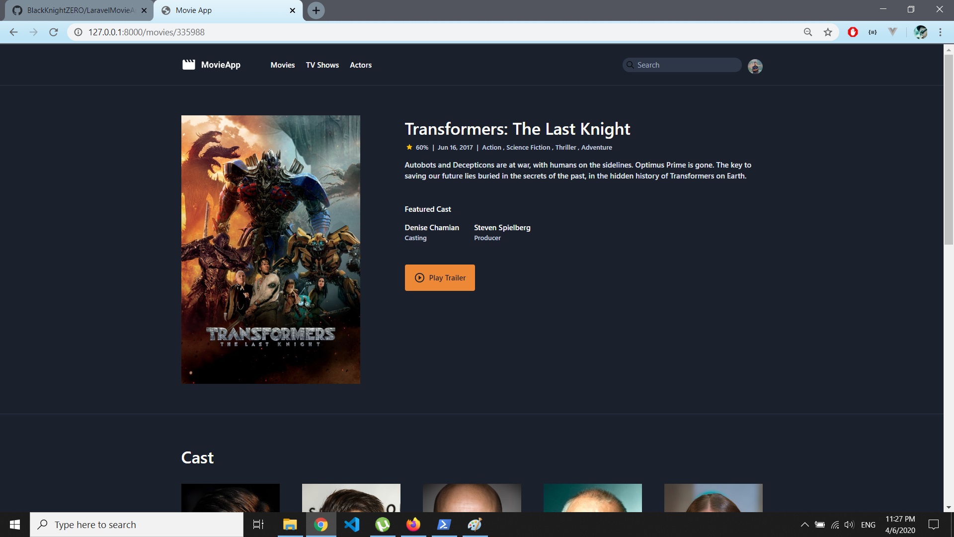 GitHub - BlackKnightZERO/LaravelMovieApp: Laravel 7.3, HTTP Client ...
