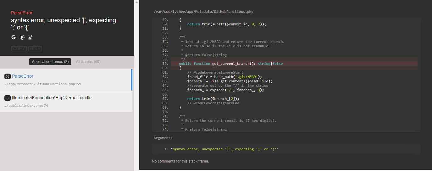 ParseError after upgrade · Issue #1167 · LycheeOrg/Lychee · GitHub