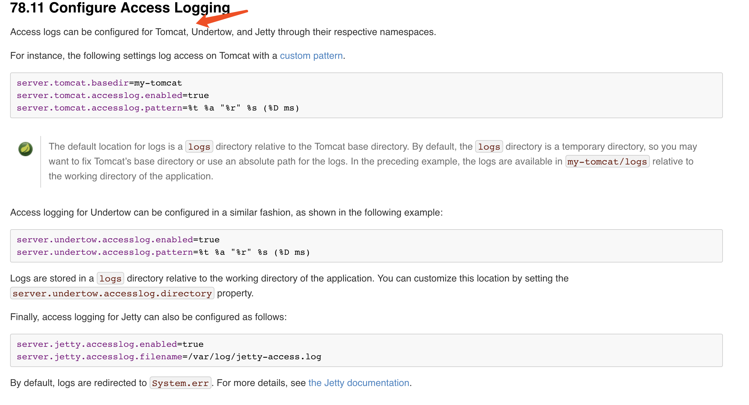 Use spring-boot-webflux can configure "access logging" like tomcat or other web contains ...