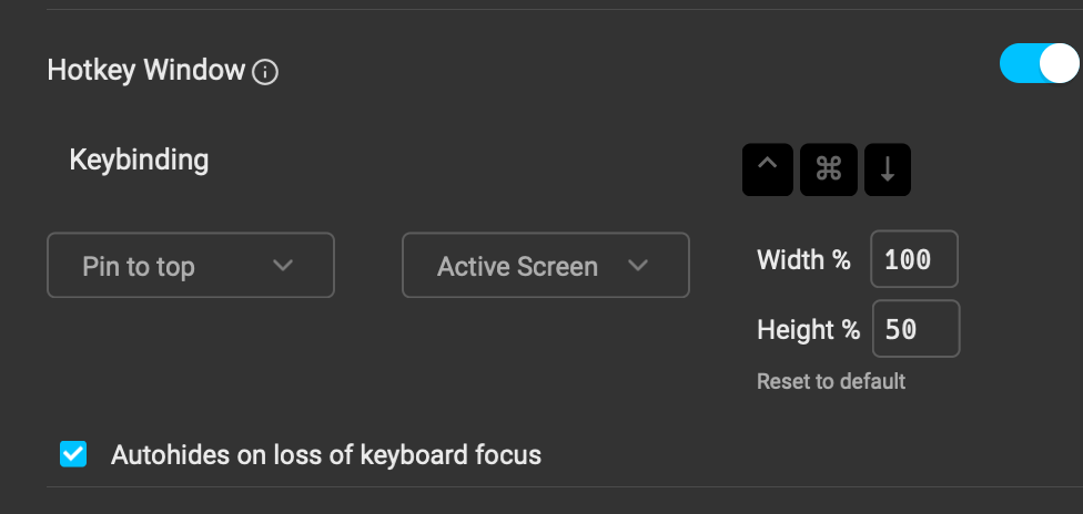 Global Hotkey Window / Quake Mode window should float / appear above fullscreen apps (on active ...