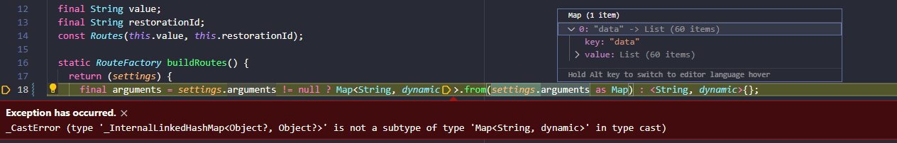 Getting _InternalLinkedHashMap cast error only when context has been restored · Issue #102579 ...