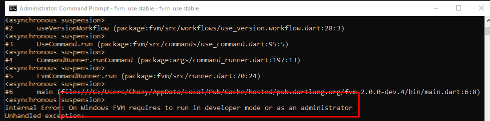 [BUG] On Windows FVM requires to run in developer mode or as an ...