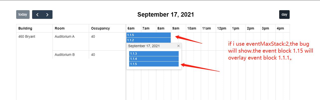 i found a bug in fullcalendar Timeline ,when set eventMaxStack.i have a ...