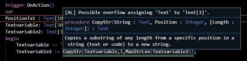 AL Code Analyzer Possible Overflow assigning text · Issue #2291 · microsoft/AL · GitHub
