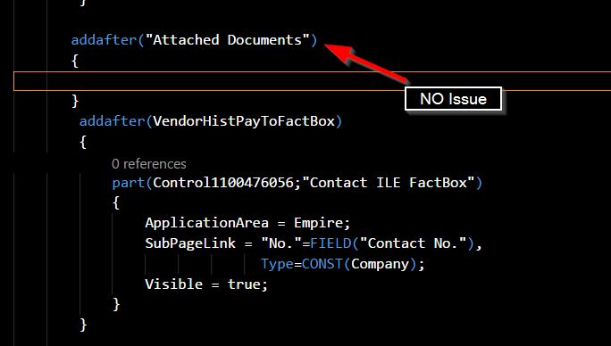 Cannot add factbox into page extension because some Anchors are not found in the target page ...