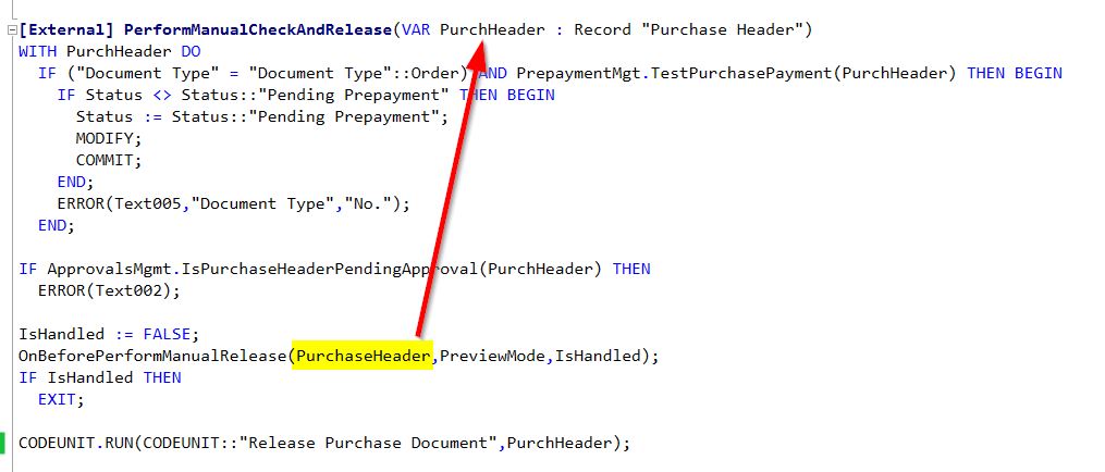 Codeunit 415 OnBeforePerformManualRelease Wrong parameter · Issue #3890 · microsoft/AL · GitHub