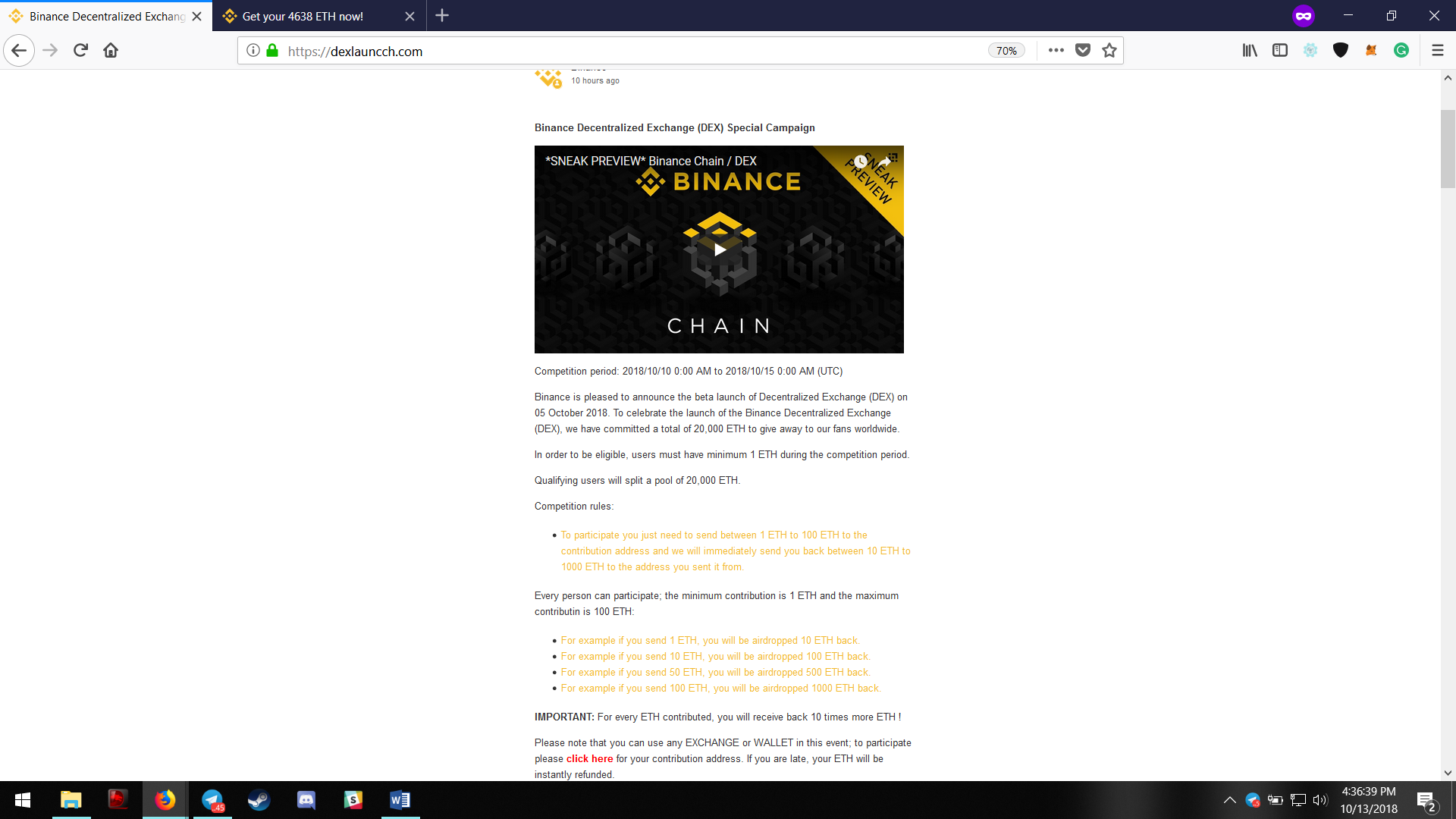 Fake Binance Giveaway [Blacklist request] · Issue #2574 · MetaMask/eth ...
