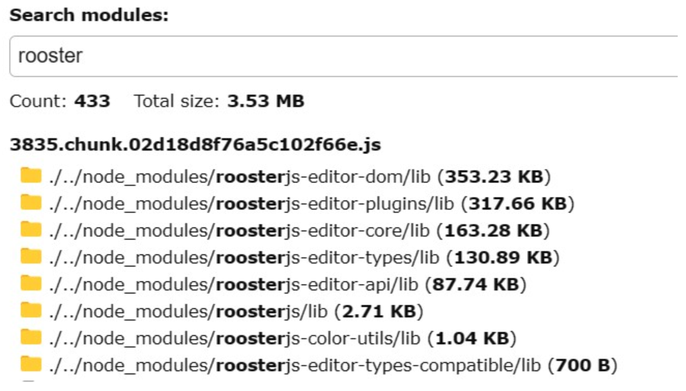 Package size bloat · Issue #1864 · microsoft/roosterjs · GitHub