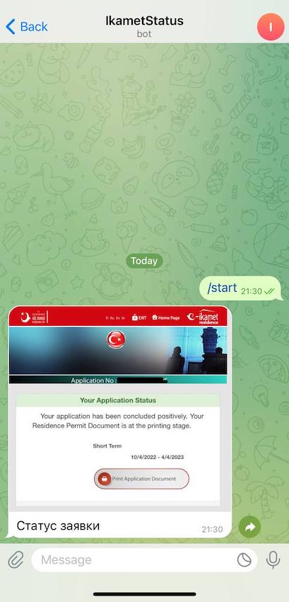 GitHub - sinitsyn-alex/ikamet-status-telegram-bot: Get Ikamet status in telegram