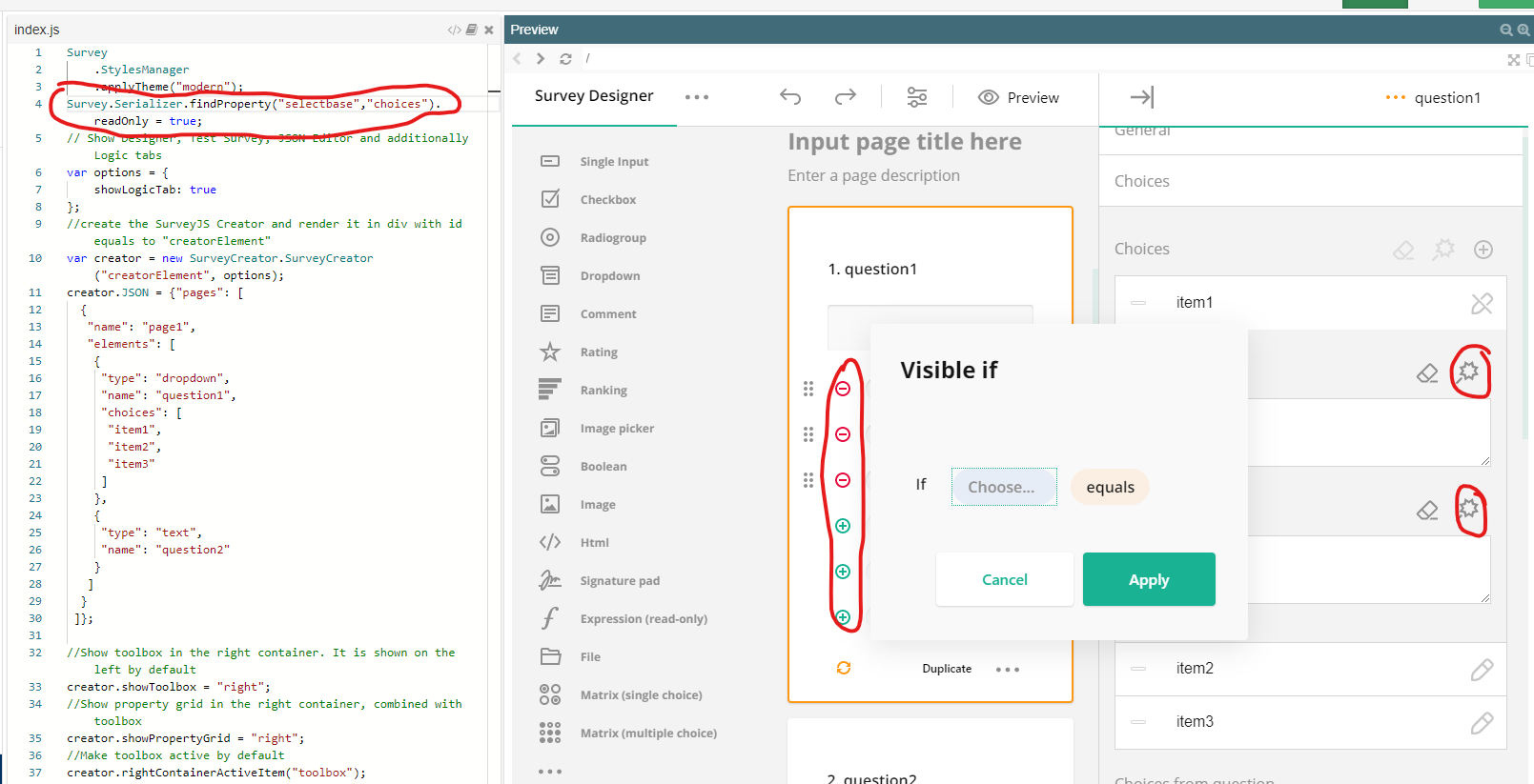 Creator v2: Items editing is available when choices property is readonly · Issue #1794 ...