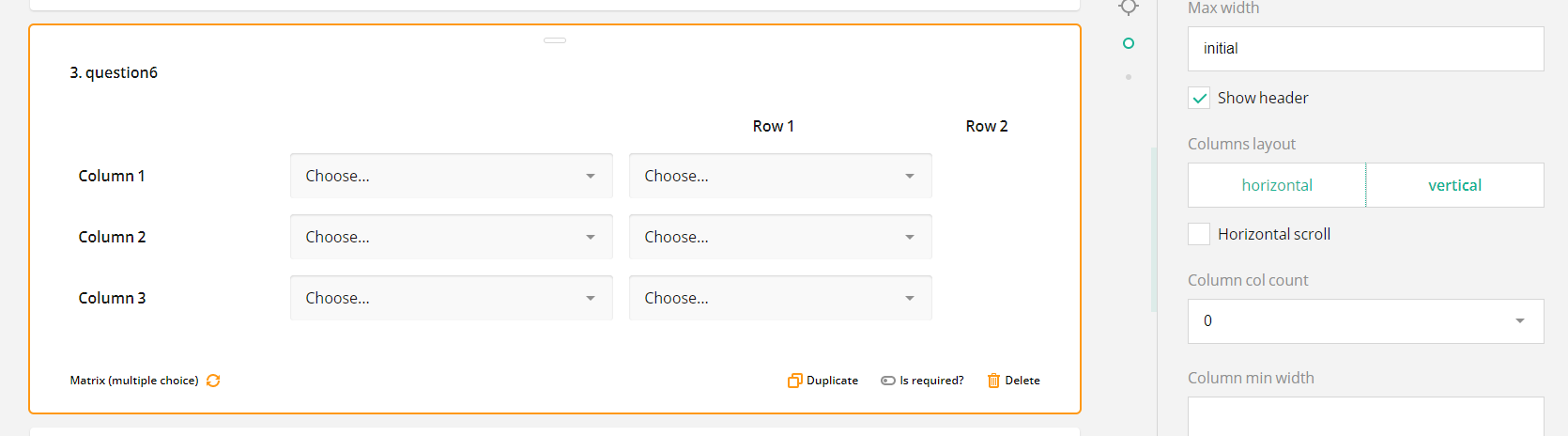 V2: Matrix Droptown Vertical Columns caption works incorrectly · Issue #2303 · surveyjs/survey ...