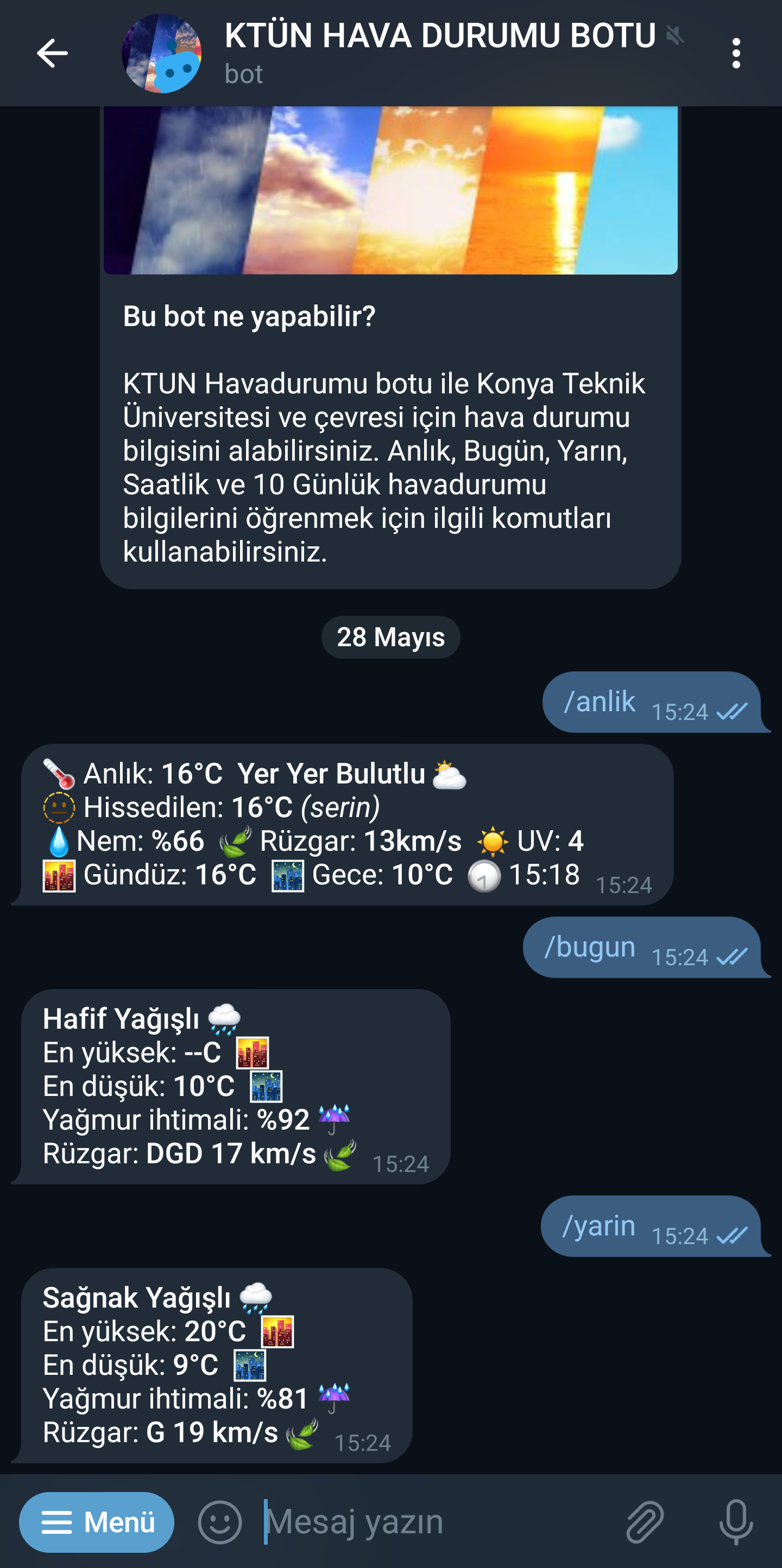 GitHub - ahmethkablama/ktun-weather-bot: Weather based on Konya Technical University with data ...