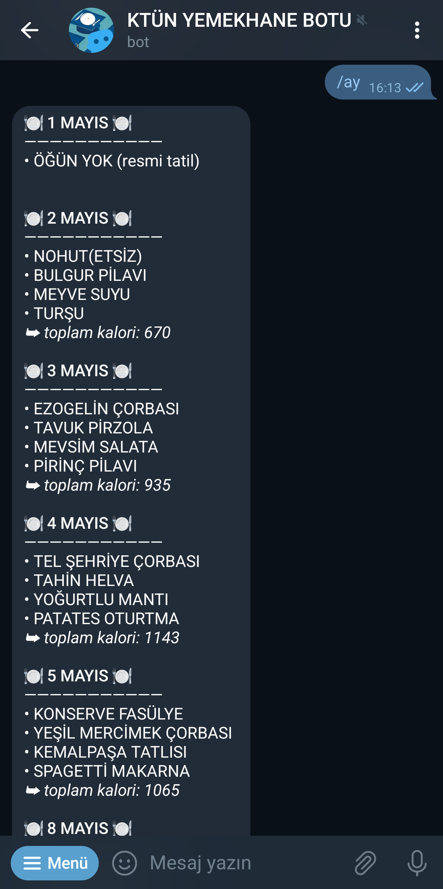 GitHub - ahmethkablama/ktun-refectory-bot: You can publish daily, weekly and monthly, and send ...