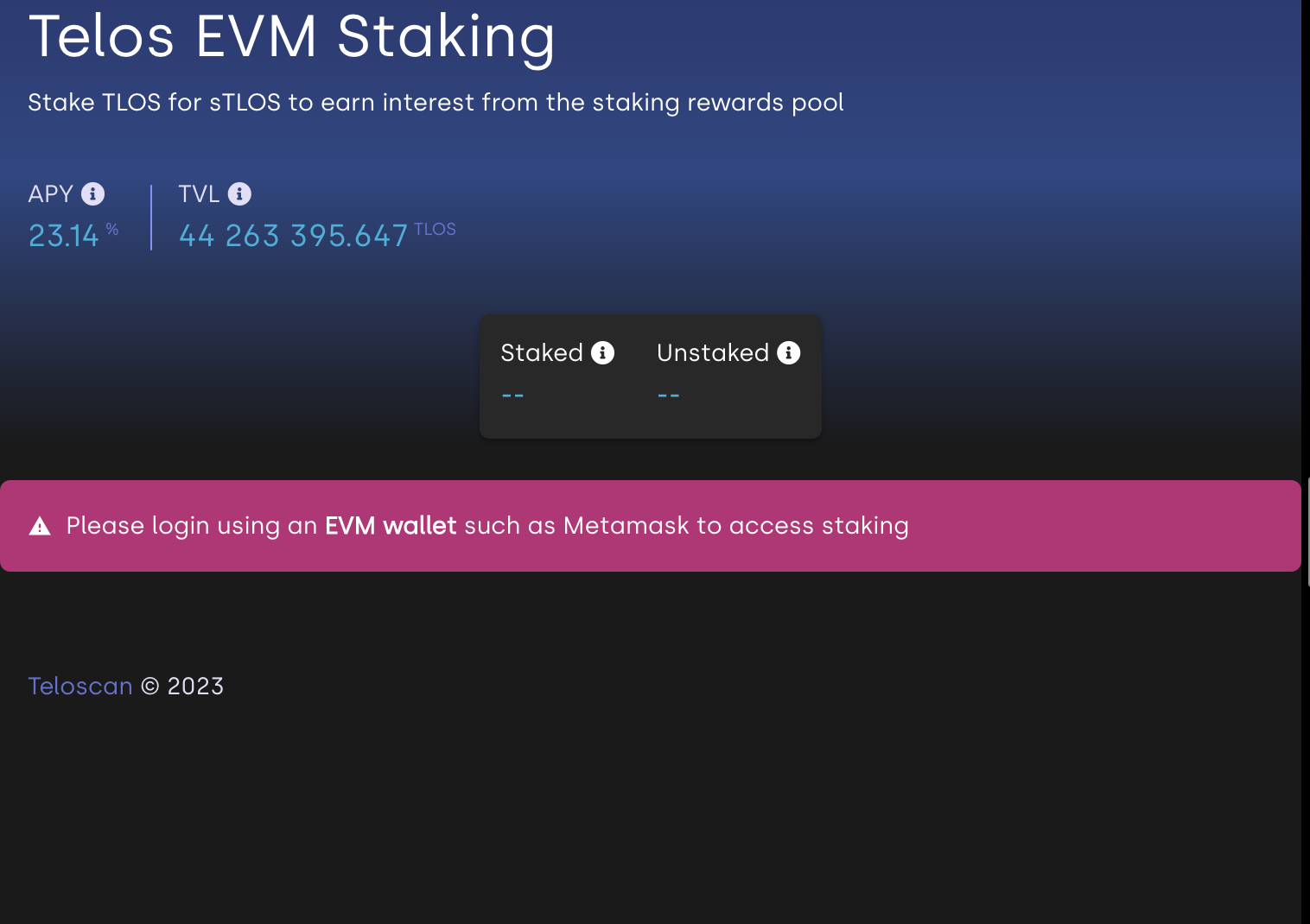 sTLOS staking login message with wrong width · Issue #280 · telosnetwork/teloscan · GitHub