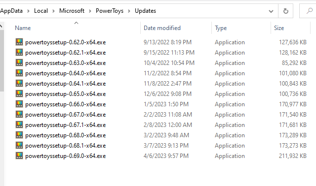 Remove older update exes of PowerToys in the AppData Local folder automatically after sometime ...