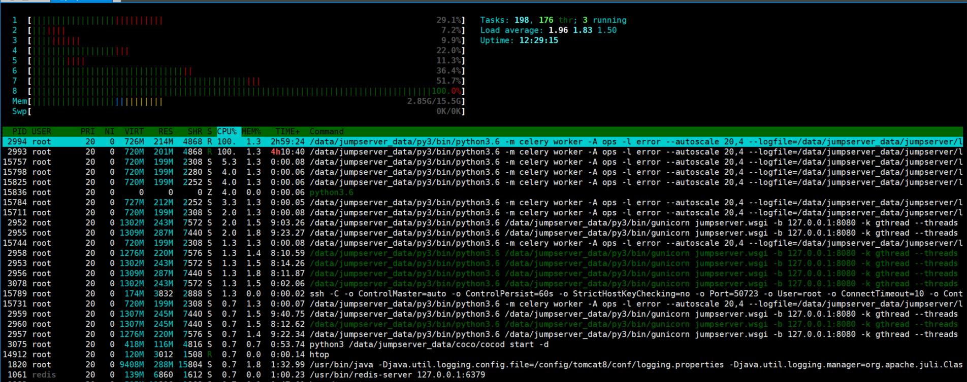 celery进程导致单核cpu跑满 · Issue #2464 · jumpserver/jumpserver · GitHub
