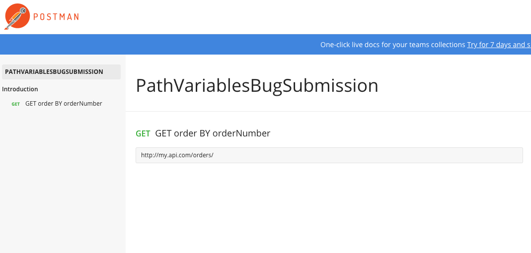 Path Variable Descriptions Are Not Rendered In Documentation · Issue 4316 · Postmanlabspostman