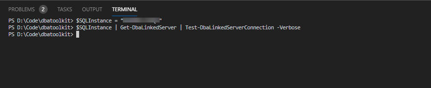 Test-DbaLinkedServerConnection doesn't return results when Get ...