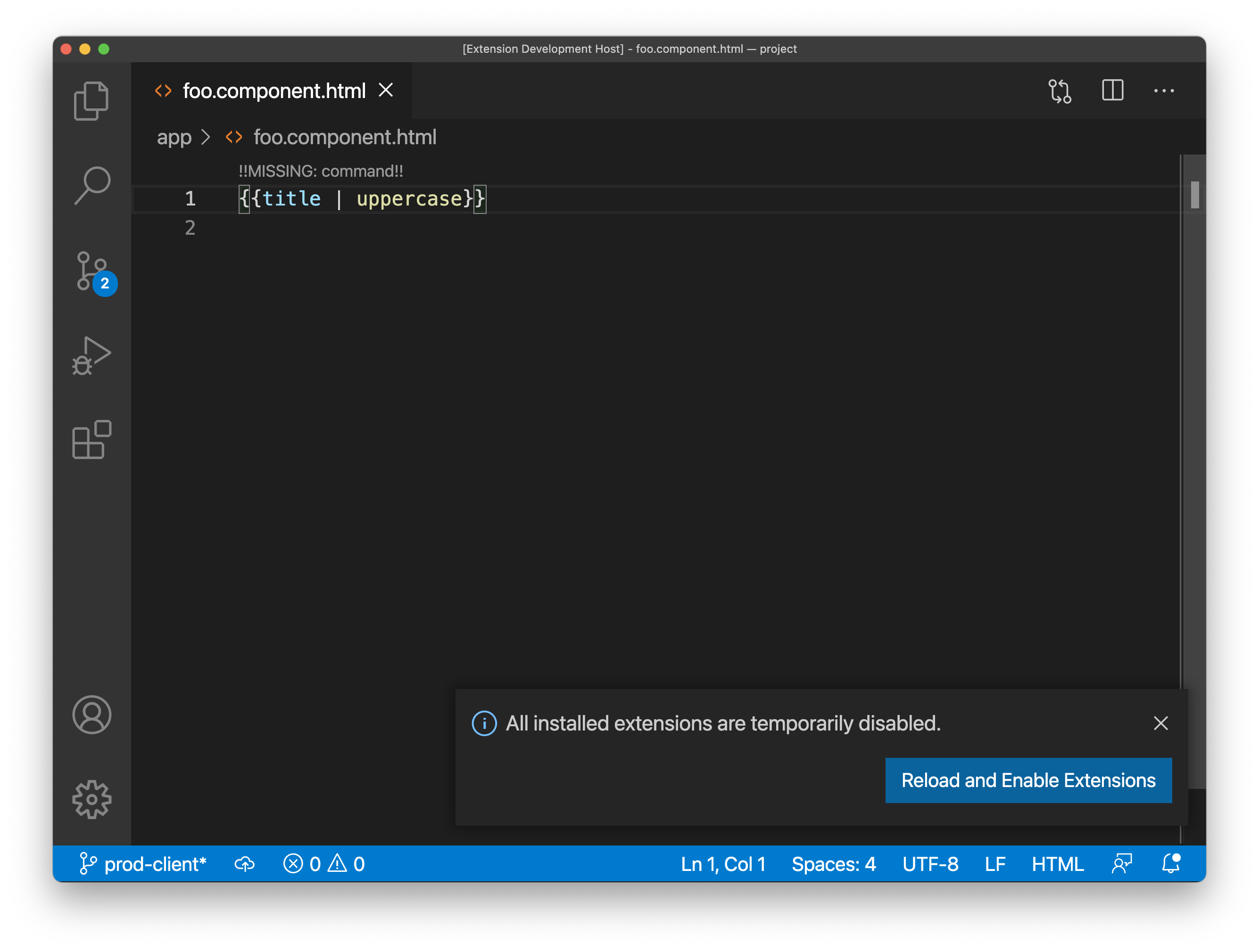 CodeLens show !!MISSING: command!! on startup · Issue #1253 · angular/vscode-ng-language-service ...