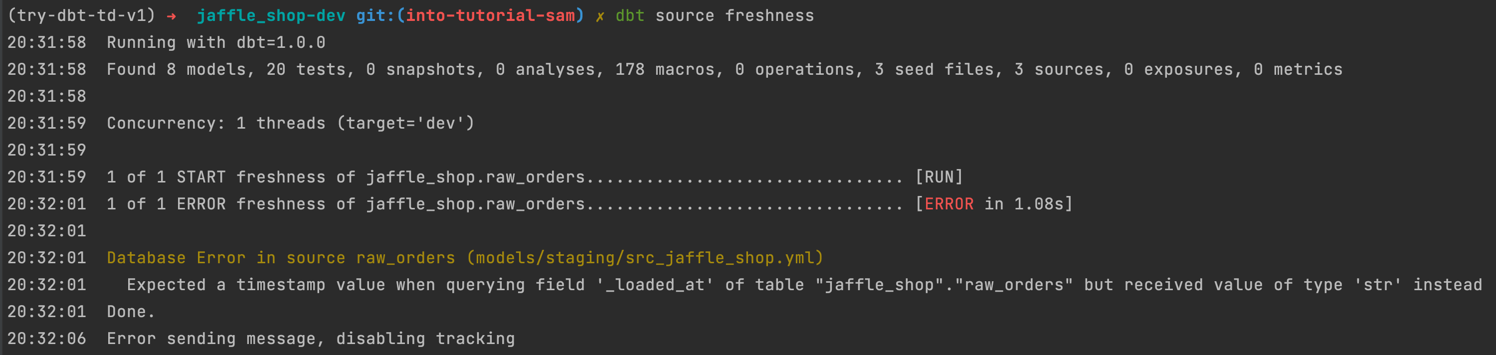 Data source freshness check failing due to issue with timestamp casting ...