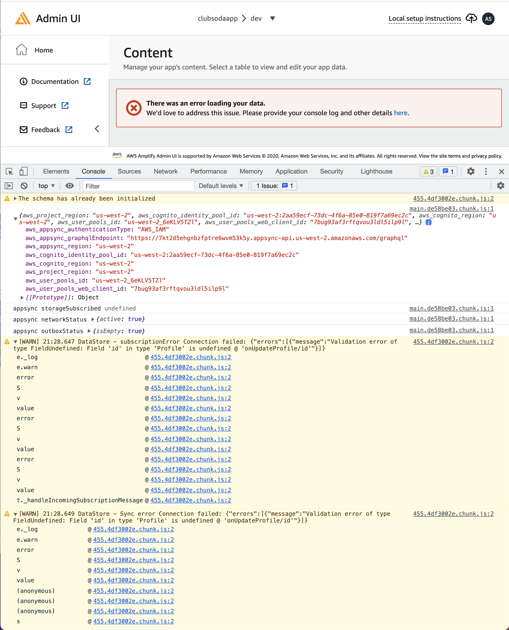 I am unable to see content in amplify admin · Issue #292 · aws-amplify/amplify-studio · GitHub