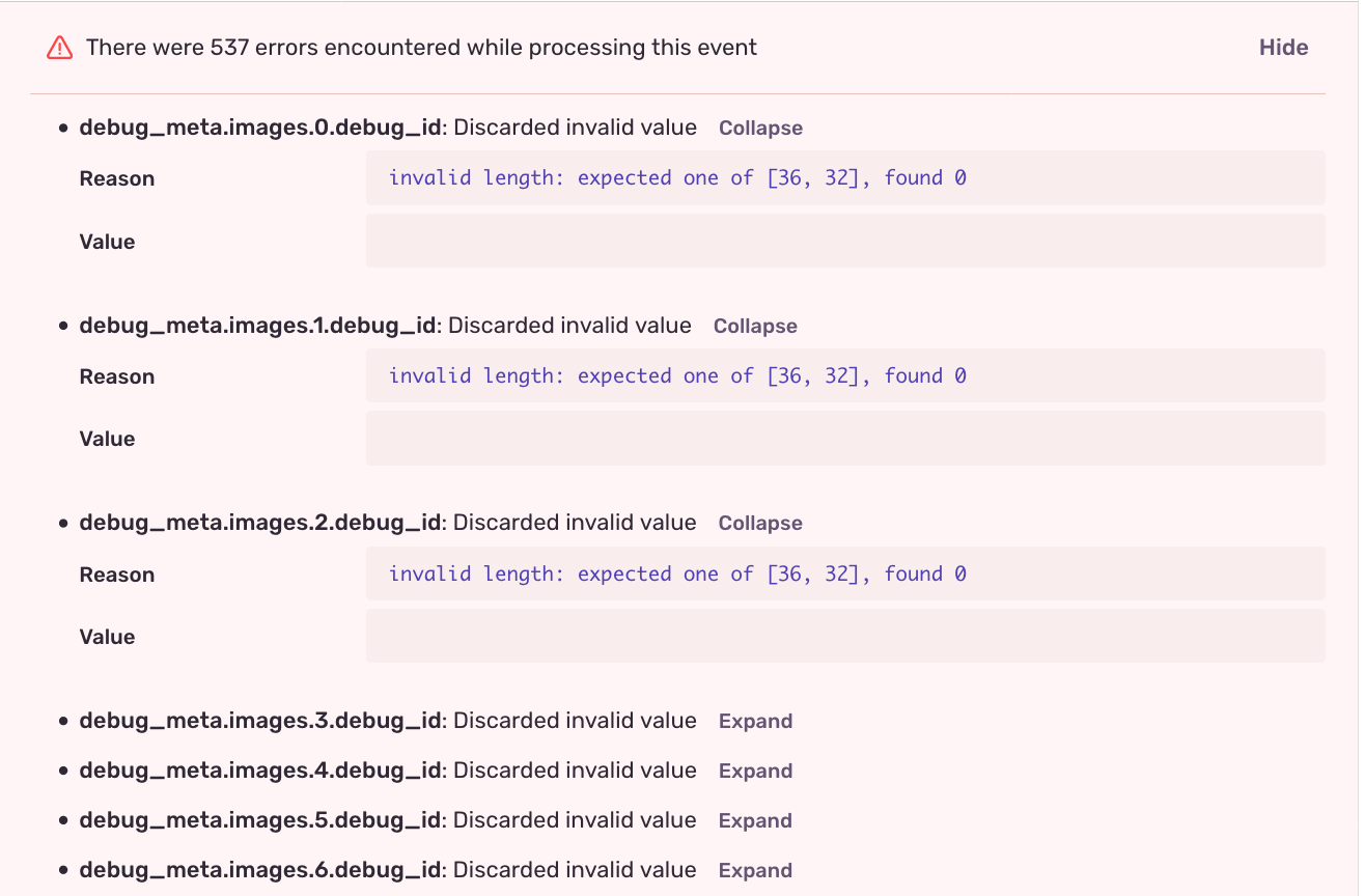 debug_meta.images.X.debug_id: Discarded invalid value · Issue #611 ...