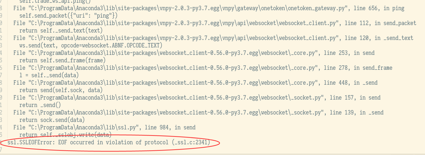 EOF occurred in violation of protocol(_ssl.c:2341) · Issue #1869 · vnpy/vnpy · GitHub