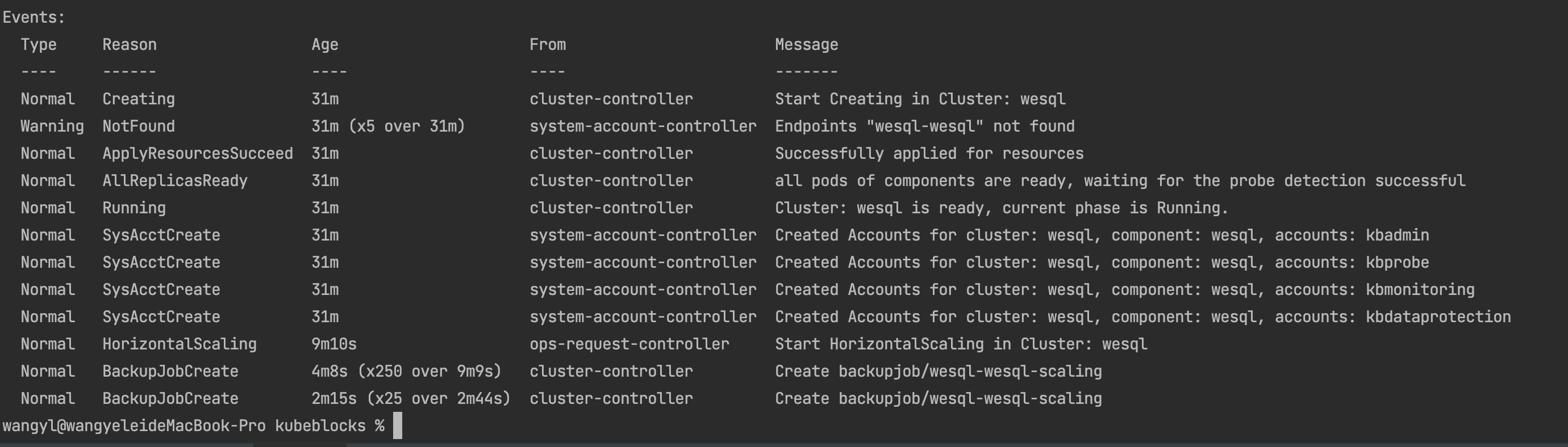 [BUG] when backup failed, no any message in cluster during horizontally scaling. · Issue #1392 ...