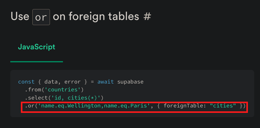 Can't use foreignTable with 'or' · Issue #121 · supabase/supabase-flutter · GitHub
