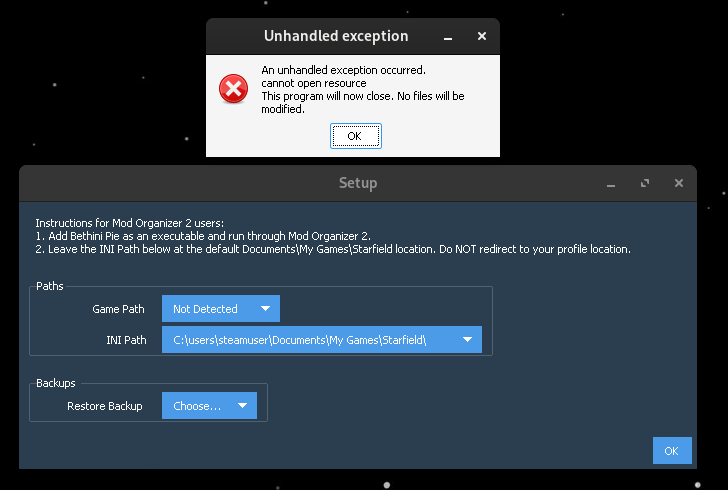 Unhandled exception detecting "Starfield" on Linux · Issue #9 · DoubleYouC/Bethini-Pie ...