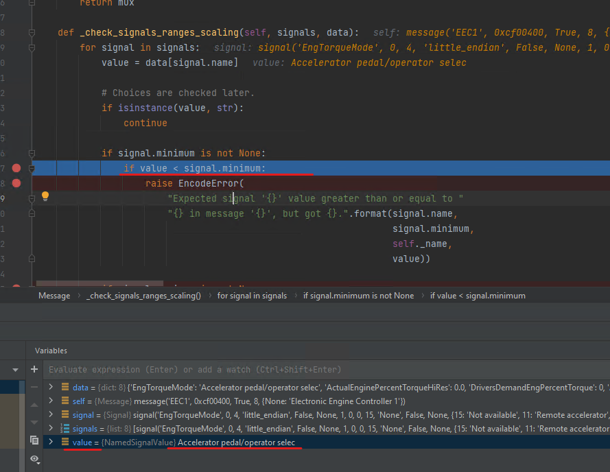 Wrong compare type in _check_signals_ranges_scaling() · Issue #373 · cantools/cantools · GitHub