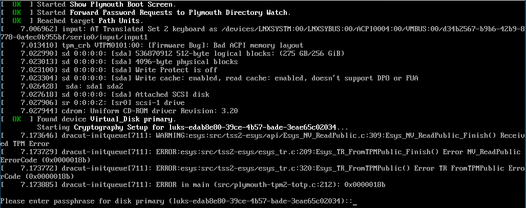 LUKS2 (LVM on LUKS) volume not unlocked with TPM key · Issue #1729 · dracutdevs/dracut · GitHub