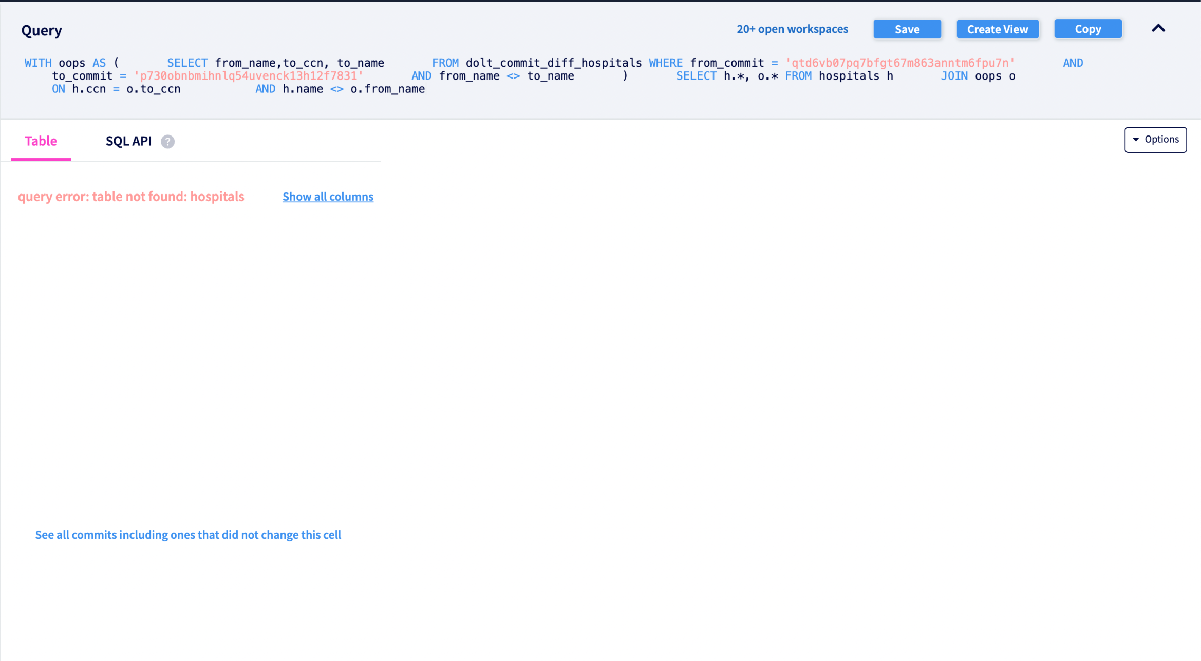 `Show all columns` button showing up when there's a query error/no table · Issue #425 · dolthub ...