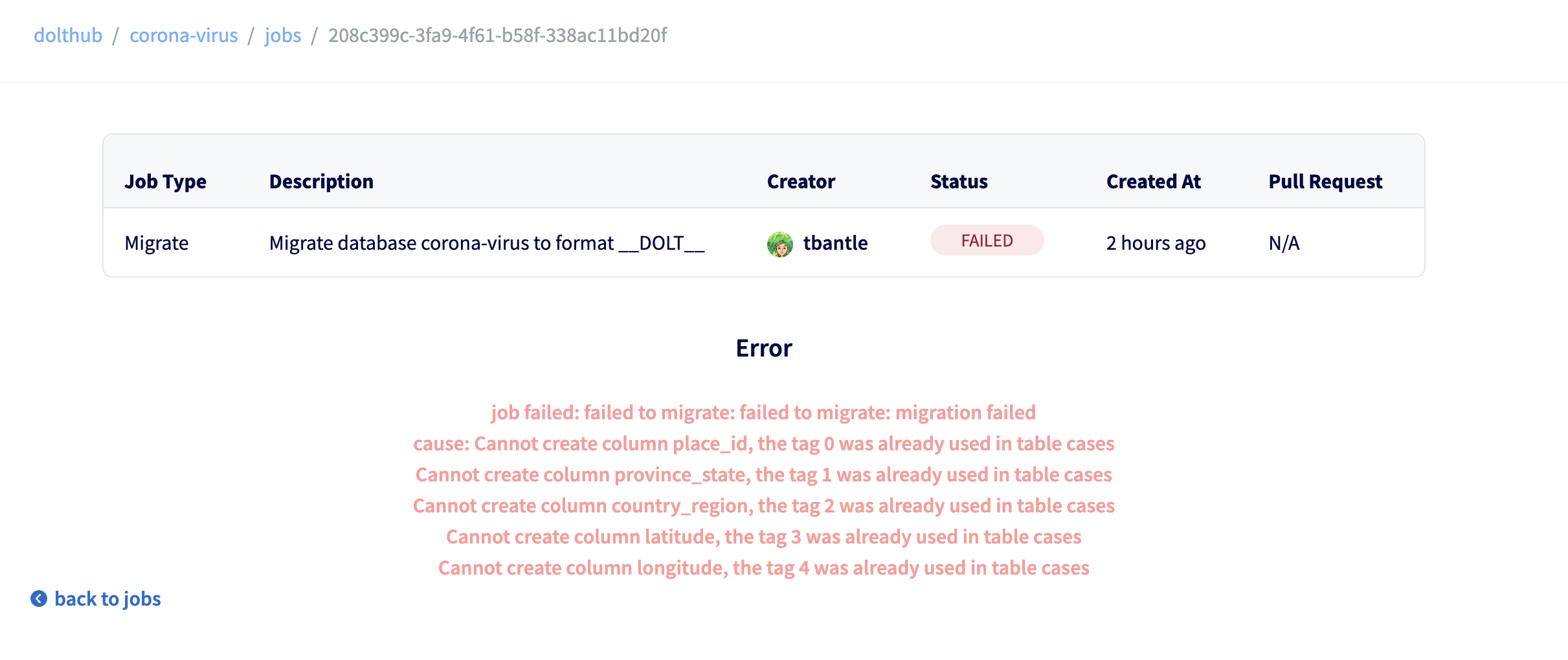Migration error related to tags · Issue #441 · dolthub/dolthub-issues · GitHub